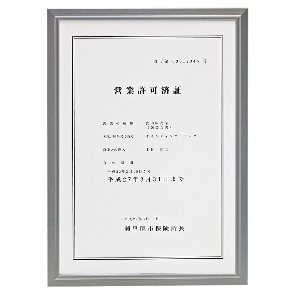 セキセイ アルミ賞状額 大A3 SRO-1329-00 – FUJIX